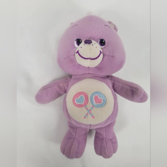 Care Bears | Toys | Vintage Care Bears Share Bear 202 Purple 2 Lollipops Hearts 0 Inch Plush ...